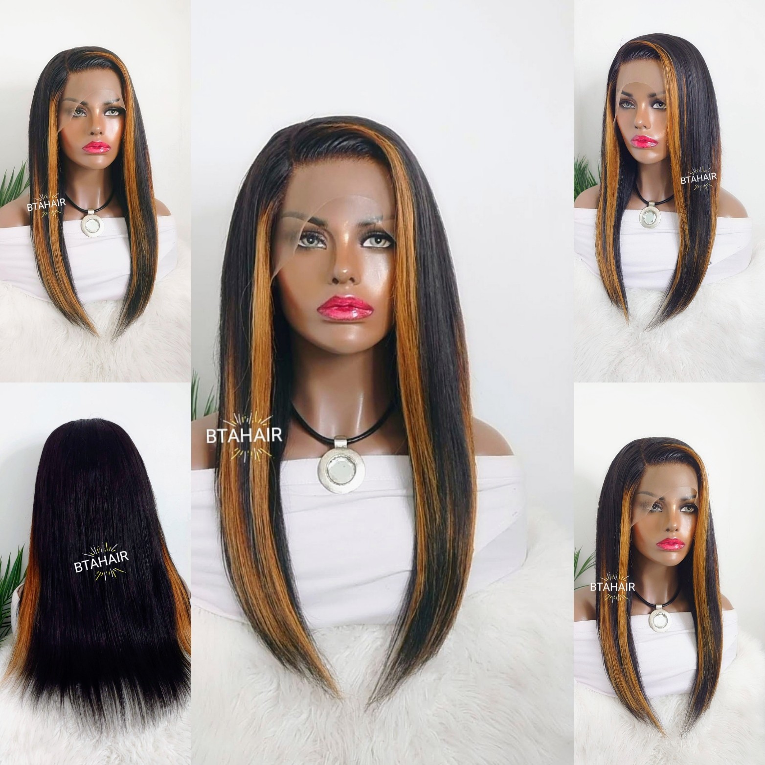 Jasmine front highlights Frontal Straight wig – Btahair